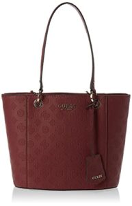 guess womens noelle small elite tote shoulder bag, merlot logo, one size us