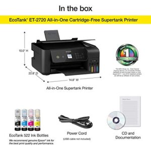 Epson EcoTank ET-2720 Wireless Color All-in-One Supertank Printer with Scanner and Copier - Black