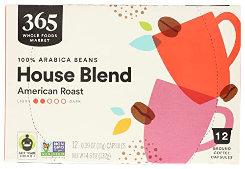 365 by Whole Foods Market, Coffee House Blend American Roast Pods 12 Count, 4.6 Ounce