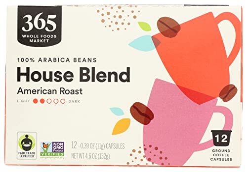 365 by Whole Foods Market, Coffee House Blend American Roast Pods 12 Count, 4.6 Ounce