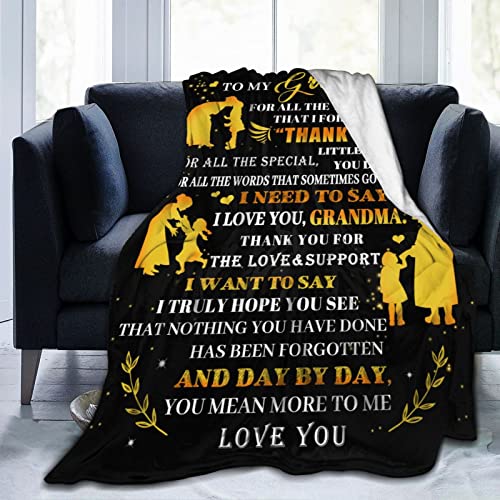 BUUGVIIL to My Grandma Blanket from Nana Granddaughter Flannel Throw Grandmother Granny Grandmama Blankets for Couch Bedroom Sofa Warm Blanket Love Gift for Mothers Day 50x60 Inches