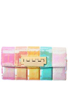 zac zac posen soft earthette wallet-rainbow sequin open miscellaneous one size