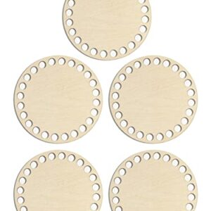 Premium Baltic birch plywood Round 4" x 5 pcs Wooden Basket Bottoms set, solid wooden base for DIY