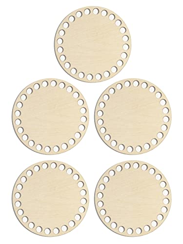 Premium Baltic birch plywood Round 4" x 5 pcs Wooden Basket Bottoms set, solid wooden base for DIY