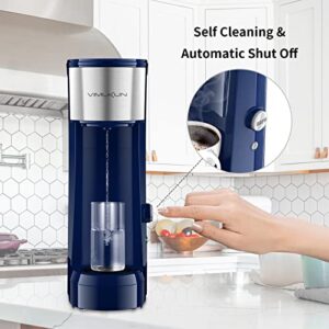 Vimukun Single Serve Coffee Maker Coffee Brewer Compatible with K-Cup Single Cup Capsule, Single Cup Coffee Makers Brewer with 6 to 14oz Reservoir, Tall Size KCM010A (Blue)