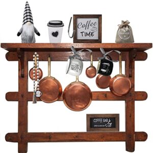 8 Pieces Coffee Bar Decor Sign Farmhouse Tiered Tray Decors,Coffee Wooden Sign Mini Coffee Mug Wooden Beads Garland for RusticTiered Tray Kitchen Table Decoration