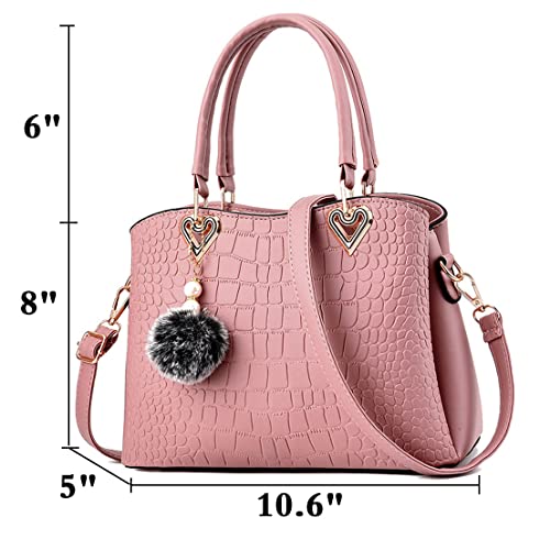 JHVYF Women Purses Handbags Fashion Ladies PU Leather Top Handle Satchel Shoulder Tote Bags #C Pink