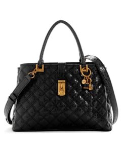 guess gaia triple compartment satchel, black