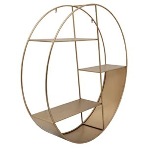 Sagebrook Home Circle Iron Wall Storage 4 Tier Shelf Interior Wall Shelf Decor Display, Hanging Decorative Wall Organizer for Home, Kitchen, Bedroom, Living Room, 31.5" H, Gold