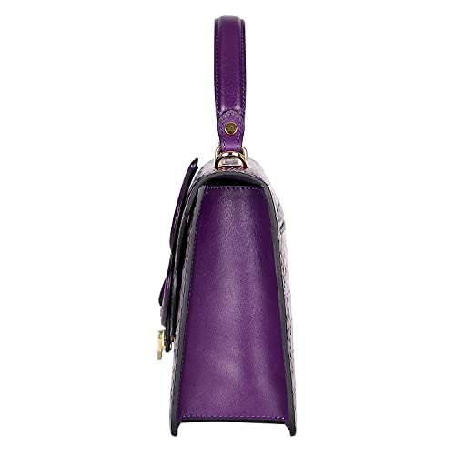 PIJUSHI Designer Crocodile Leather Handbags for Women Crossbody Satchel Bag with Butterfly(66296 Purple)