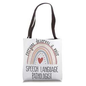 speech language pathologist everyone deserves a voice slp tote bag