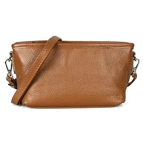 Brown Crossbody Purses for Women, Leather Small Clutch Phone Bags Cross Body Purses and Handbags (Cognac Brown)