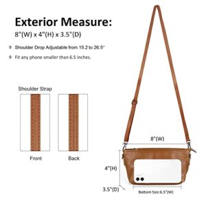 Brown Crossbody Purses for Women, Leather Small Clutch Phone Bags Cross Body Purses and Handbags (Cognac Brown)