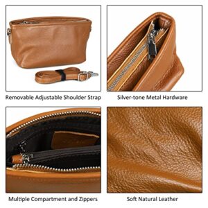 Brown Crossbody Purses for Women, Leather Small Clutch Phone Bags Cross Body Purses and Handbags (Cognac Brown)