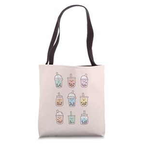 cute kawaii boba anime bubble tea pastel tote bag