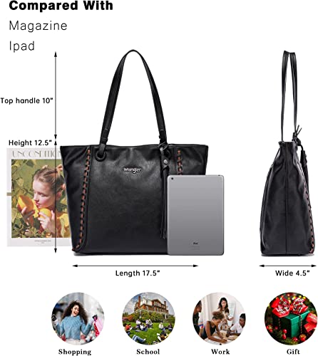 Montana West Wrangler Large Tote Bags Vegan Leather Concealed Carry Purses Hobo Bags Women Shoulder Handbags, B2B-WG37-H8317BK