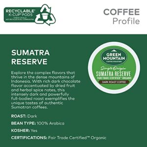 Green Mountain Coffee Roasters Sumatra Reserve, Single-Serve Keurig K-Cup Pods, Dark Roast Coffee, 72 Count