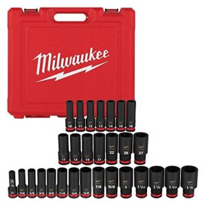 milwaukee 49-66-7016 29pc shockwave impact duty 1/2″ drive sae & metric deep 6 point socket set