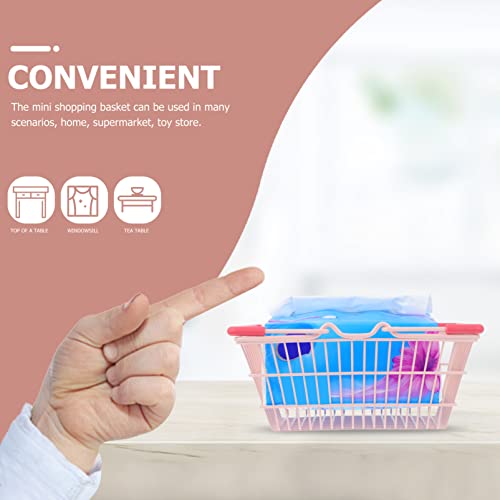 NUOBESTY Mini Shopping Basket Metal Wire Gathering Baskets with Handle Table Top Storage Bins Makeup Organizer for Cosmetic Snacks Display