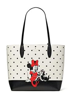 kate spade x disney minnie mouse large reversible leather tote purse(white multi)