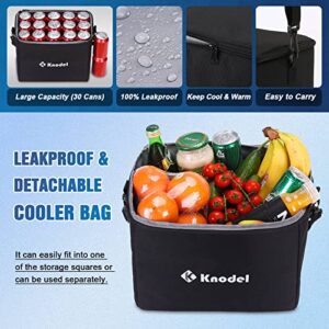 K KNODEL Extra Large Trunk Organizer With Cooler Bag, 3 Compartments Trunk Organizer for Car, Heavy Duty SUV Trunk Organizer with 2 Adjustable Securing Straps (4-in-1, Black)