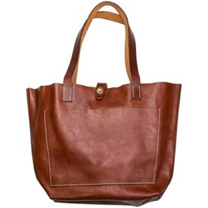 life-changing leather vancha tote bag for women 100% genuine handmade leather vintage classic travel tote bag cafe color easy snap clasp closure