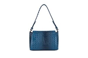 diophy shoulder bag women’s vegan leather crocodile-embossed pattern fashion shoulder bag evening bag (navy)