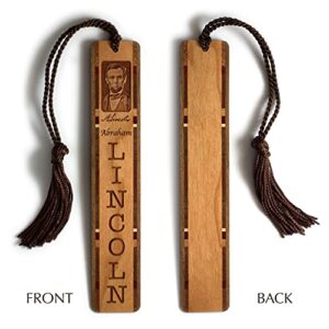 President Abraham Lincoln Photo with Signature - Engraved Wooden Bookmark with Tassel - Made in USA - Also Available Personalized