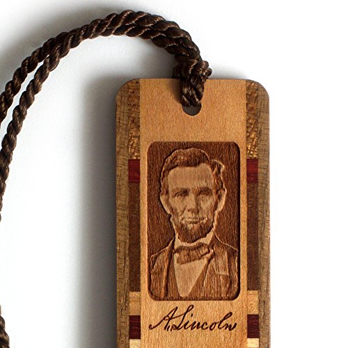 President Abraham Lincoln Photo with Signature - Engraved Wooden Bookmark with Tassel - Made in USA - Also Available Personalized