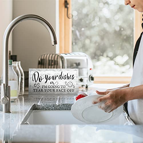 Putuo Decor Kitchen Sign, Do Not Leave Dirty Dishes in the Sink, Reversible Double Sided Sign for Restaurant, Dining Room, 10x5 Inches PVC Hanging Plaque