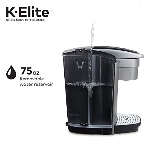 Keurig C K-Elite Maker, Single Serve K-Cup Pod Brewer, With Iced Coffee Capability, Brushed Silver Plus Extra Filter Included, 75oz