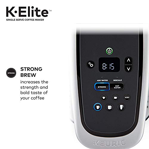 Keurig C K-Elite Maker, Single Serve K-Cup Pod Brewer, With Iced Coffee Capability, Brushed Silver Plus Extra Filter Included, 75oz