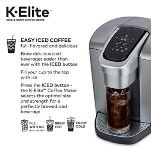 Keurig C K-Elite Maker, Single Serve K-Cup Pod Brewer, With Iced Coffee Capability, Brushed Silver Plus Extra Filter Included, 75oz