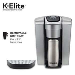 Keurig C K-Elite Maker, Single Serve K-Cup Pod Brewer, With Iced Coffee Capability, Brushed Silver Plus Extra Filter Included, 75oz