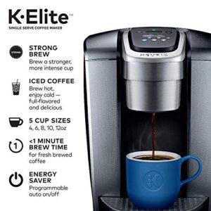 Keurig C K-Elite Maker, Single Serve K-Cup Pod Brewer, With Iced Coffee Capability, Brushed Silver Plus Extra Filter Included, 75oz