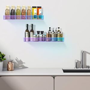 TLBTEK 2 Pcs 15 inch Iridescent Rainbow Floating Shelves,Acrylic Irridescent Floating Shelves Wall Mounted Storage for Bathroom, Bedroom, Living Room, Kitchen (Without Edge)