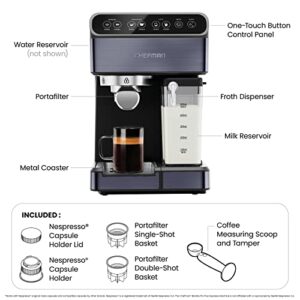 Chefman 6-in-1 Espresso Machine with Steamer, Automatic One-Touch Coffee Maker, Single or Double Shot Cappuccino Machine, Latte Maker, Espresso Maker with Milk Frother, Black