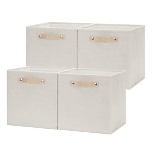 bidtakay cube storage bins 12x12x12 foldable fabric cube storage basket for organizing set of 4 toy storage decorative closet storage bins beige cube organizer collapsible bins for shelves bedroom