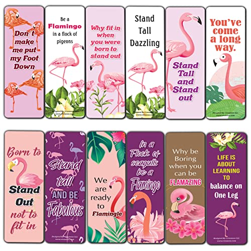 Creanoso All About Flamingo Bookmarks (10-Sets X 6 Cards) – Daily Inspirational Card Set – Interesting Book Page Clippers – Great Gifts for Adults and Teens