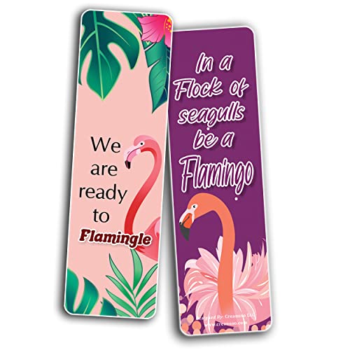 Creanoso All About Flamingo Bookmarks (10-Sets X 6 Cards) – Daily Inspirational Card Set – Interesting Book Page Clippers – Great Gifts for Adults and Teens