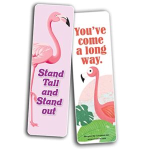 Creanoso All About Flamingo Bookmarks (10-Sets X 6 Cards) – Daily Inspirational Card Set – Interesting Book Page Clippers – Great Gifts for Adults and Teens