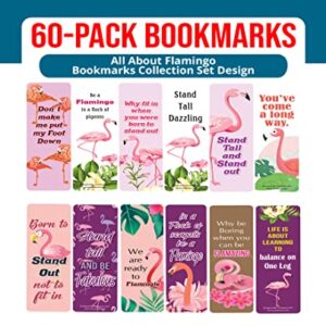 Creanoso All About Flamingo Bookmarks (10-Sets X 6 Cards) – Daily Inspirational Card Set – Interesting Book Page Clippers – Great Gifts for Adults and Teens