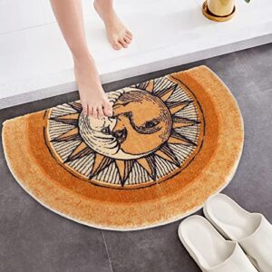 Creative semi-Circular Area Carpet Anti-Slip Super Absorbent Carpet,Sun and Moon mat,Shaggy Throw Rug for Living Room Bedroom Bathroom Home Decor