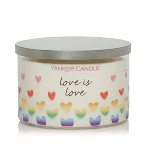 yankee candle love is love pride 3-wick 18oz candle, hearts