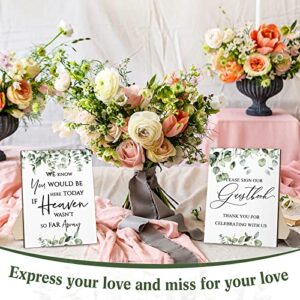 4 Pcs Wedding Sign for Ceremony and Reception in Loving Memory Wedding Sign We Know You Would Be Here Heaven Wedding Sign Wood Wedding Decor Wedding Memorial Table Sign Wedding Reception Sign for Gift