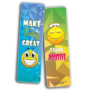 Creanoso Positive Sayings Emoji Bookmarker Cards (60-Pack) – Premium Gift Set – Awesome Bookmarks for Boys, Girls, Children – Six Bulk Assorted Bookmarks Designs – School Incentives – Wall Decal