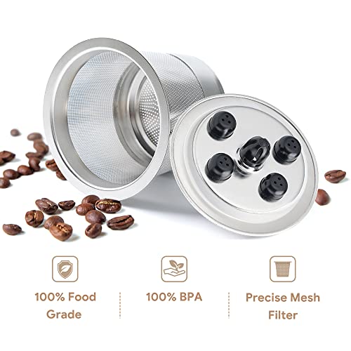 Stainless Steel Reusable K Cup For Keurig K Supreme & K Supreme Plus, BENFUCHEN Refillable K-Cups Five Holes Reusable Steel Coffee Filter Pods For K eurig K Supreme Plus Coffee Maker, 2 Pack