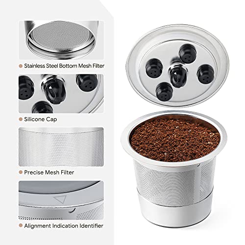 Stainless Steel Reusable K Cup For Keurig K Supreme & K Supreme Plus, BENFUCHEN Refillable K-Cups Five Holes Reusable Steel Coffee Filter Pods For K eurig K Supreme Plus Coffee Maker, 2 Pack