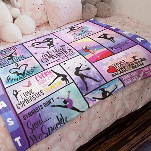 Mosslink Gymnastics Lovers Blanket Gymnast Gifts for Girls Kids Teens Women Adult Birthday Gifts for Gymnast Ultra Soft Flannel Fleece Warm Cozy Lightweight Throw Blankets for Home Bed Sofa 60"x 50"