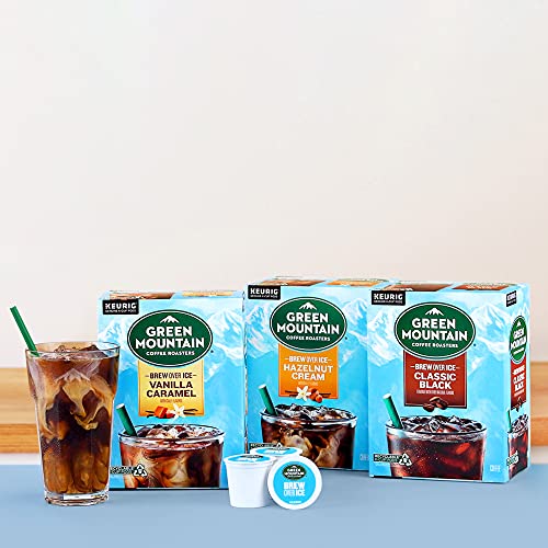 Green Mountain Coffee Roasters Brew Over Ice Vanilla Caramel, Single Serve Keurig K-Cup Pods, Flavored Iced Coffee, 12 Count